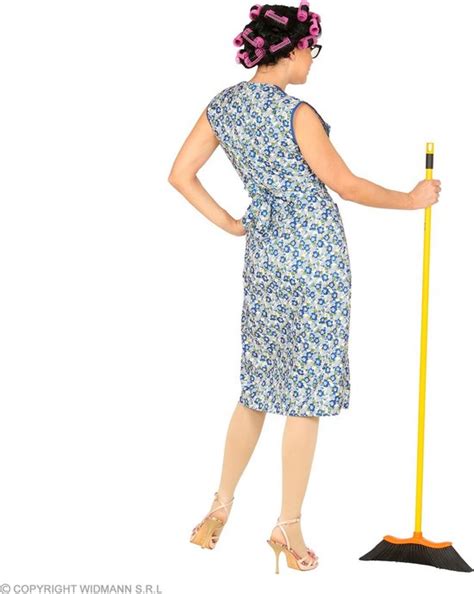 Widmann Schoonmaker Kostuum Poetsmevrouw Ma Flodder Kostuum Blauw Small Bol