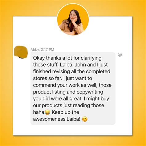 Laiba Fatima 🟡 On Linkedin Ecommerce Copywriter Copywriting Clientsatisfaction 20 Comments