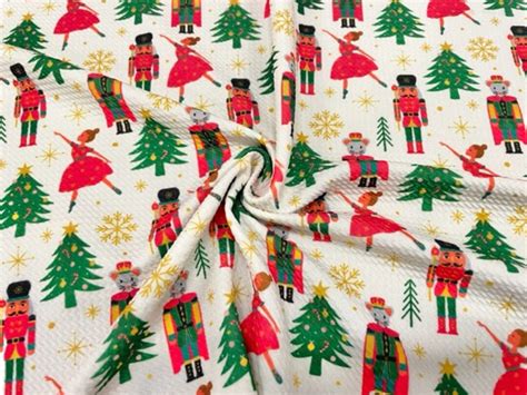 Nutcracker Ballerina Xmas Bullet Print 651 Ribbed Scuba Techno Double