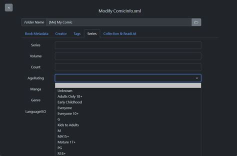 Github Dark Personcomicinfo Parser A Simple Gui For Making Comicinfoxml