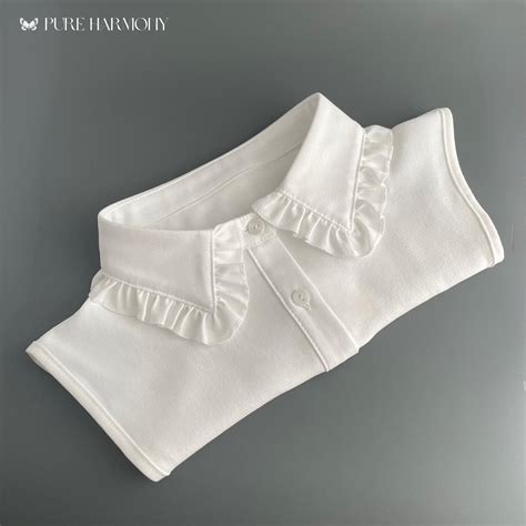 Chic White Collar Dickey With Ruffle Edge Detachable Shirt Collar Elegant Womens Fashion