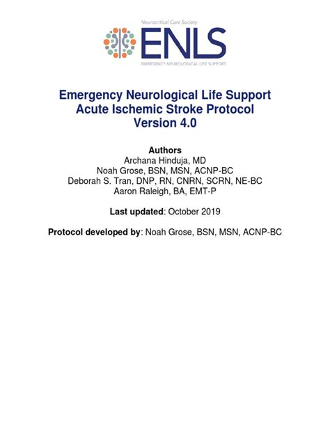 Emergency Neurological Life Support Protocols 2019 4th Ed Pdf