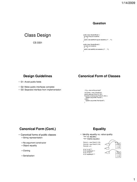 class design advanced object oriented programming cs 3331 docsity