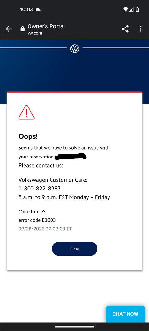 E1003 Error On Reservation And Cannot Access Configuration Any Ideas Rvwid4owners