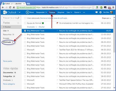 Outlook COM Como ler e apagar emails i Técnico