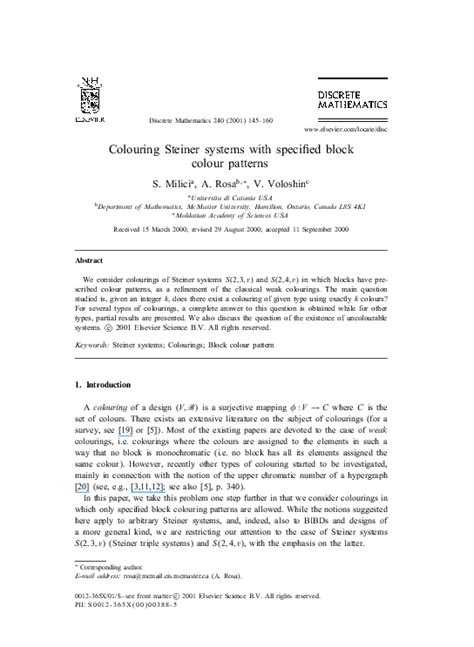Pdf Colouring Steiner Systems With Specified Block Colour Patterns
