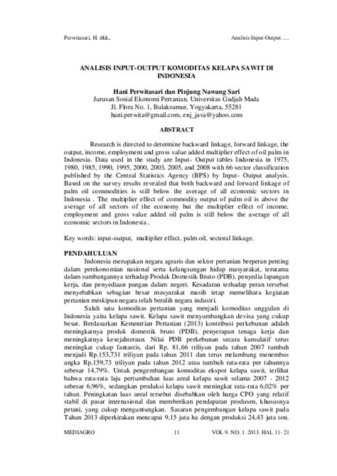 pdf analisis input output komoditas kelapa sawit di indonesia