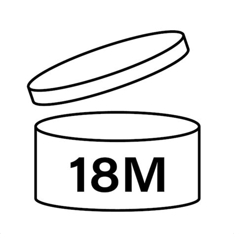 포장 개봉 후 기간의 Pao 화장품 아이콘 표시 흰색 배경 벡터 일러스트 레이 션에 흰색 레이블 12 개월 만료를 연 후 만료 시간 프리미엄 벡터