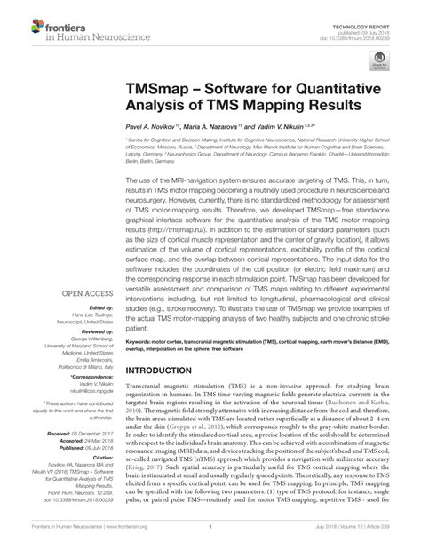 PDF TMSmap Software For Quantitative Analysis Of TMS Mapping Results