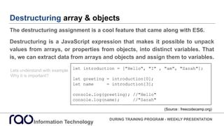 Advanced JavaScript Internship Presentation Week PPT