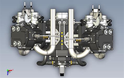 摩托车发动机 详细的800ccv型双缸发动机三维建模图纸solidworks设计附step格式step模型图纸下载 懒石网
