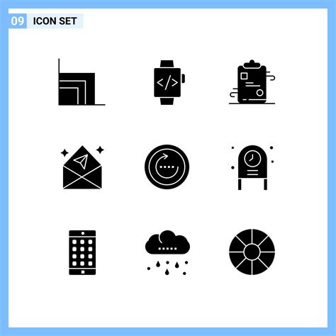 Set Of 9 Modern Ui Icons Symbols Signs For Refresh Open Document Mail Arrow Editable Vector