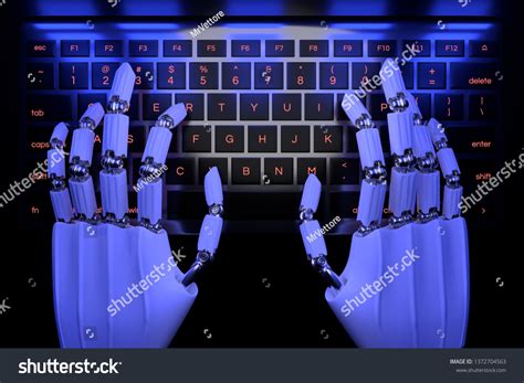 Hands Ai Robot Typing On Keypad Stock Illustration 1372704563 Shutterstock