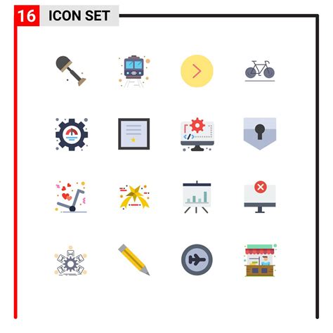 Universal Icon Symbols Group Of 16 Modern Flat Colors Of Productivity Excellency Circle