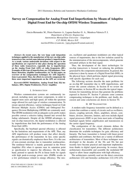 Pdf Survey On Compensation For Analog Front End Imperfections By