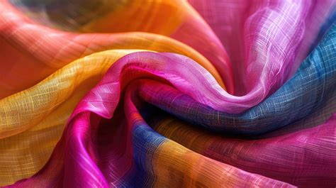 Closeup Of A Colorful Silk Fabric Texture Perfect For Design And