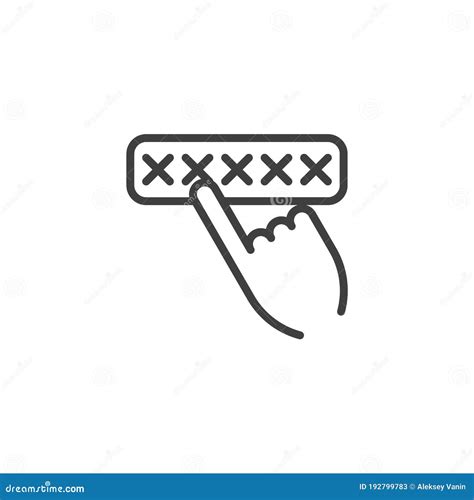 Hand Entering Pin Code Line Icon Stock Vector Illustration Of Identification Press 192799783