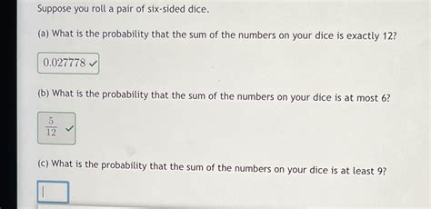 solved suppose you roll a pair of six sided dice a ﻿what