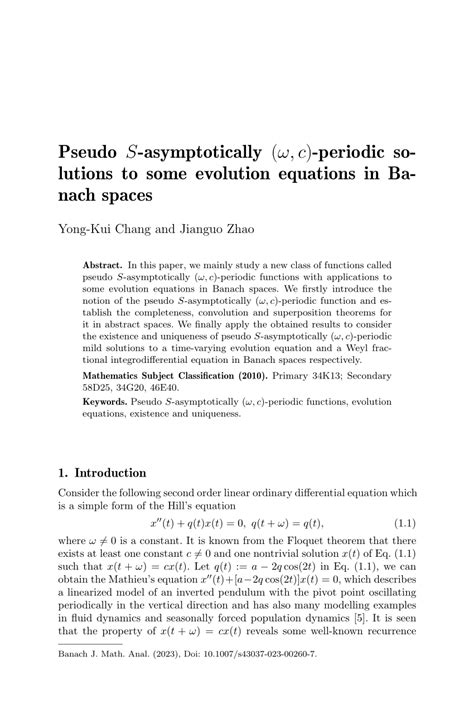 Pdf Pseudo S Asymptotically ω C Periodic Solutions To Some