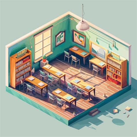 Premium Vector Vectorisometricschoolartclassroom
