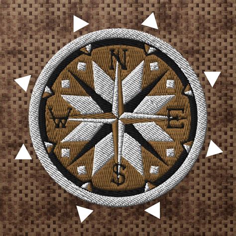 Compass Rose Embroidered Patches Original Compass Design Art Hand Drawn
