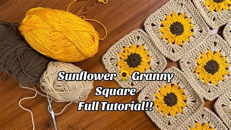 Crochet Sunflower Granny Square Tutorial