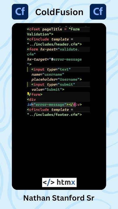 Coldfusion Htmx Form Validation Quick Web Dev Tutorial Youtube