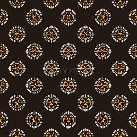 Target With Radiation Symbol Vector Seamless Pattern In Thin Line Style