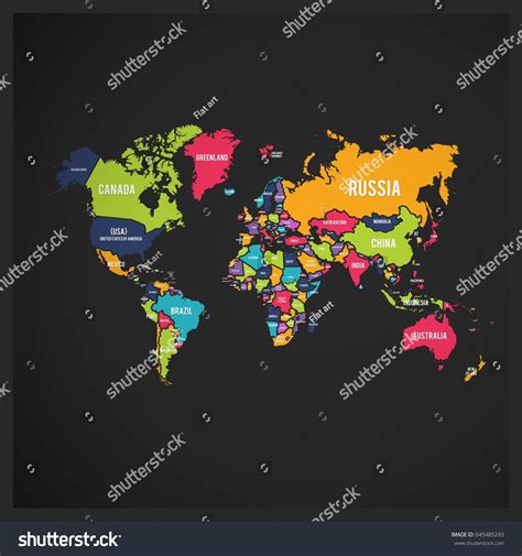 Multi Colored World Map Labeling On Stock Vector Royalty Free Shutterstock