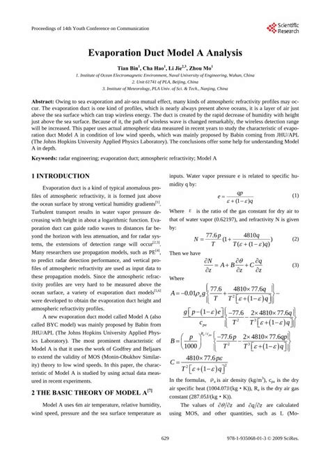 Pdf Evaporation Duct Model A Analysis Scirp Open Accesstitle
