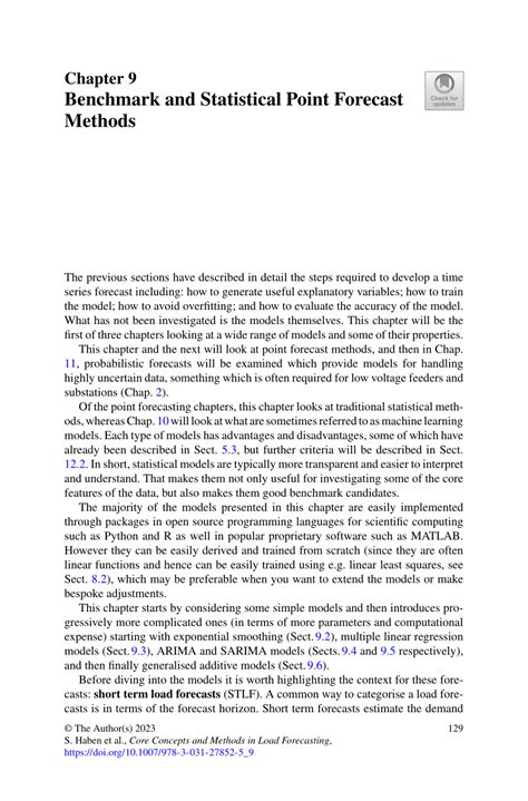 Pdf Benchmark And Statistical Point Forecast Methods