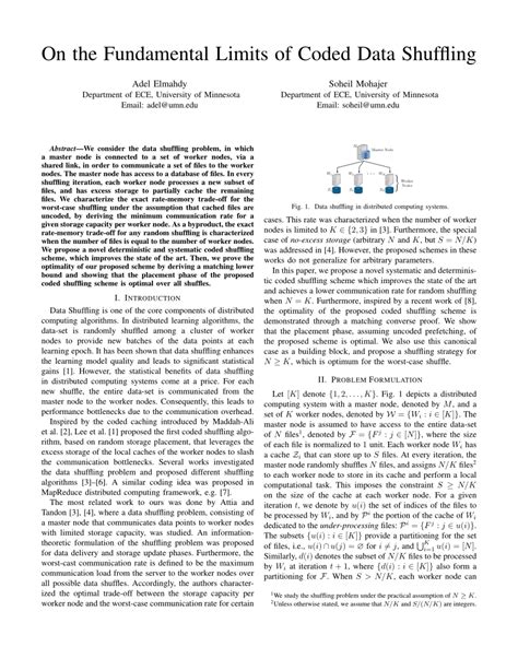 Pdf On The Fundamental Limits Of Coded Data Shuffling