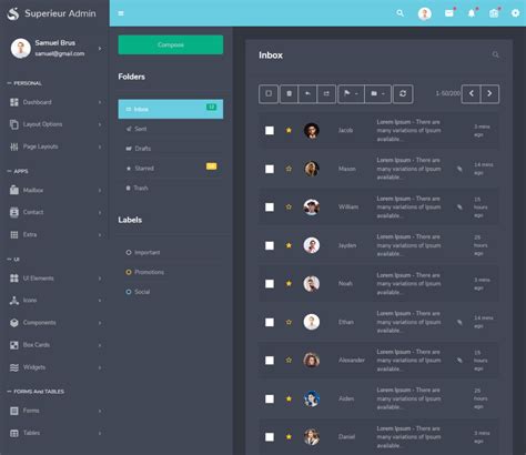 Superieur Bootstrap HTML Admin Panel Template Admin Dashboard UI