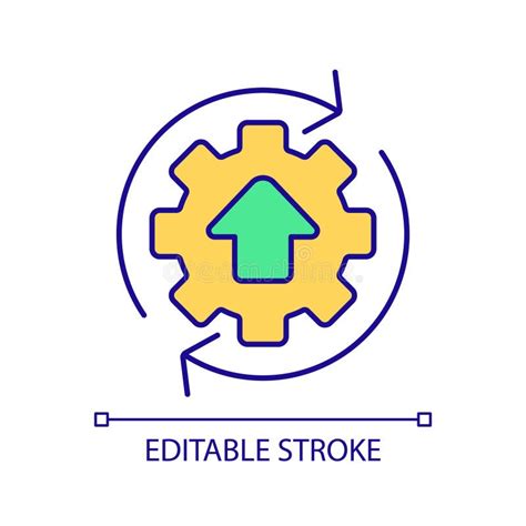 Rotating Gear With Upward Arrow RGB Color Icon Stock Vector Illustration Of Stroke Upload