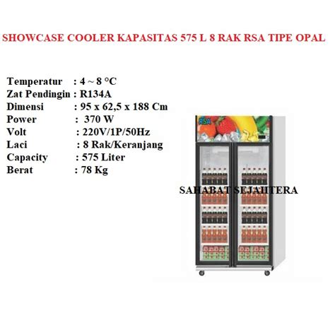 Jual RSA Showcase Cooler OPAL Kulkas Showcase Pintu Shopee Indonesia