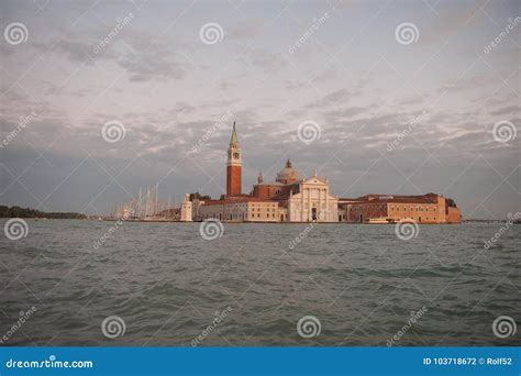 San Giorgio Maggiore At Dusk In The Venetian Lagoon Editorial