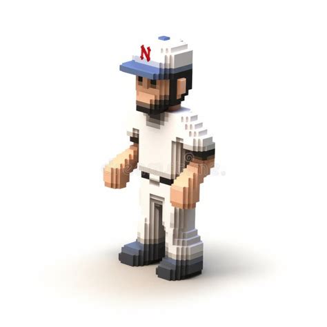 realistic 3d pixel baseball player with precise nautical detail stock image image of retro