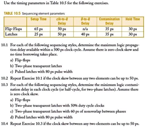Use The Timing Parameters In Table 105 For The Following Exercises