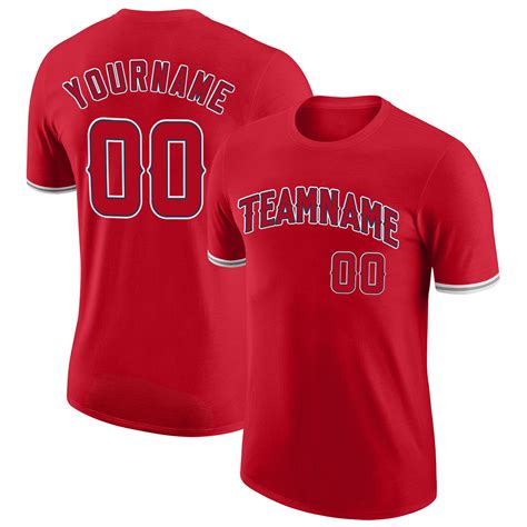 Custom Red Red Navy T Shirt