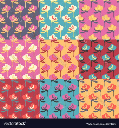 Patchwork Pattern With Flowers Royalty Free Vector Image