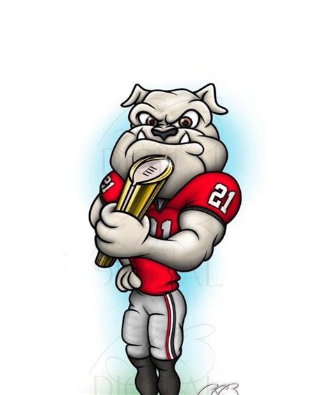 Georgia Bulldogs Championship With Trophy Drawing Design Png Etsy