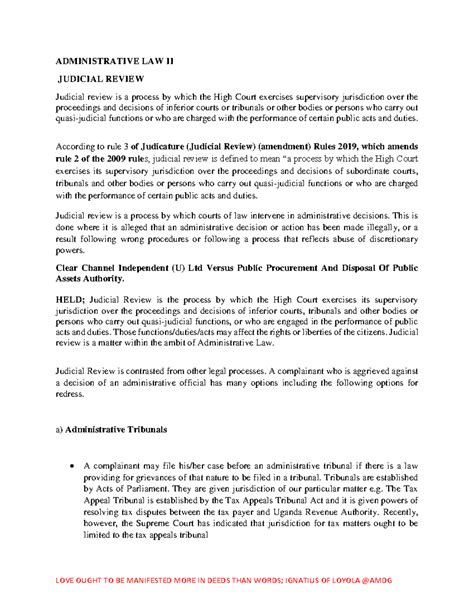 Admin Law Ii Judicial Lecture Notes 1 Administrative Law Ii Judicial Review Judicial Review