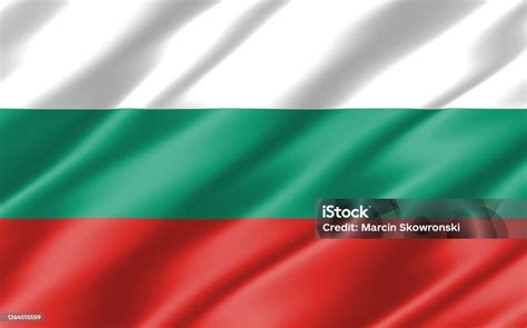 불가리아 그래픽의 실크 물결 모양의 플래그 물결 모양불가리아 국기 3d 일러스트 파문 불가리아 국가 플래그는 자유 애국심과 독립의 상징이다 0명에 대한 스톡 벡터 아트 및