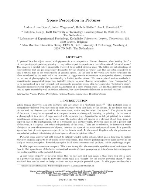 Pdf Space Perception In Pictures