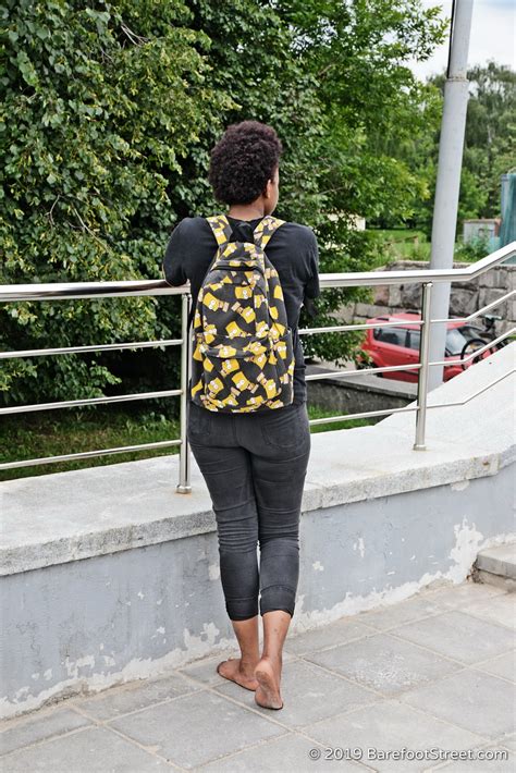 African Girl Jennifer Walks Barefoot And Shows Her Dirty Soles In The