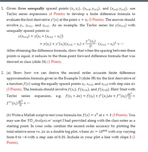 Solved 1 Given Three Unequally Spaced Points Xjyi