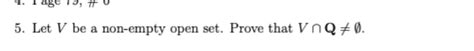 Solved 5 Let V Be A Non Empty Open Set Prove That Vnq0