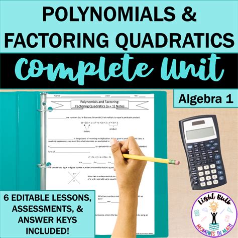 Polynomials And Factoring Quadratics Complete Unit Editable Algebra 1