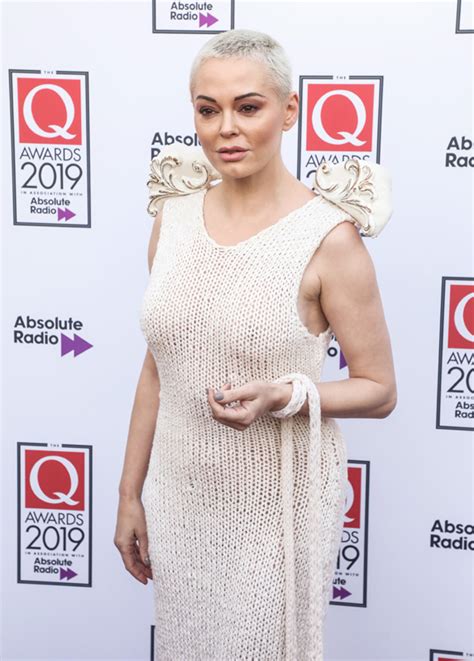 Rose Mcgowan Wearing A See Through Dress At The Q Awards Function In