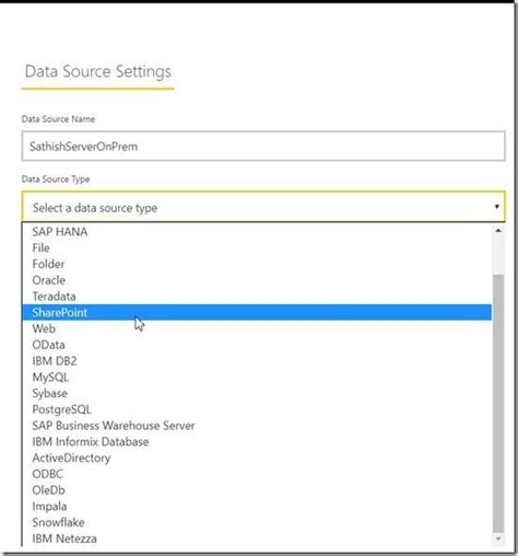 step by step procedure to add a data source for on premise data gateway